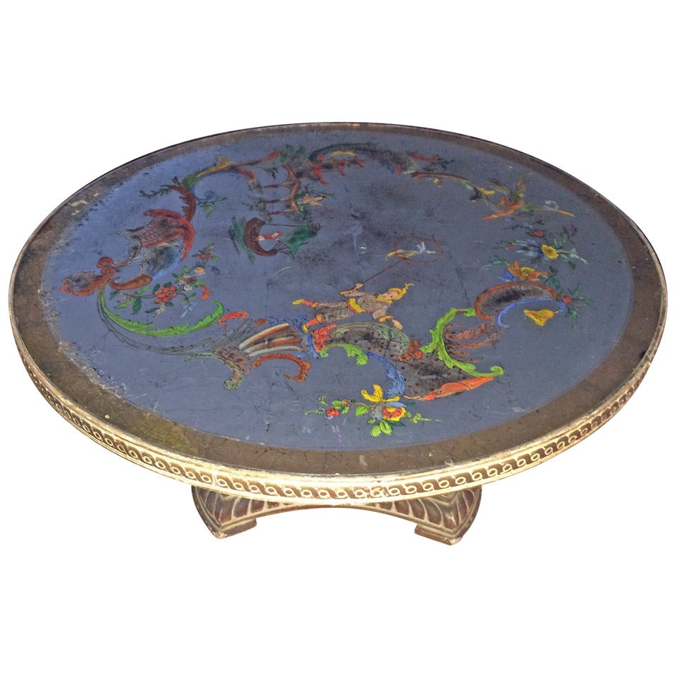 Vintage Eglomise Chinoiserie Mirror Coffee Table For Sale at 1stDibs