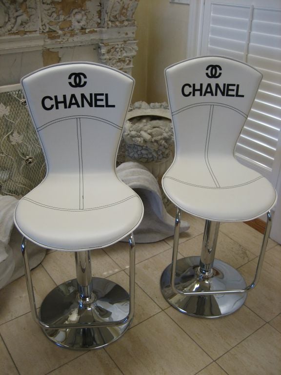 Pair of Vintage Chanel Bar Stools For Sale at 1stDibs