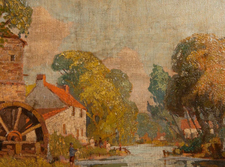 Early 20th Century Old Mill Oil Painting For Sale at 1stDibs