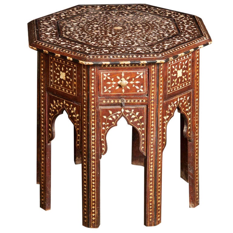 A Middle Eastern Bone Inlaid End Table at 1stDibs