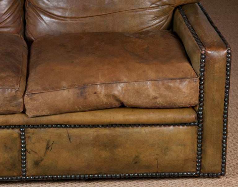 English Library Leather Sofa at 1stDibs