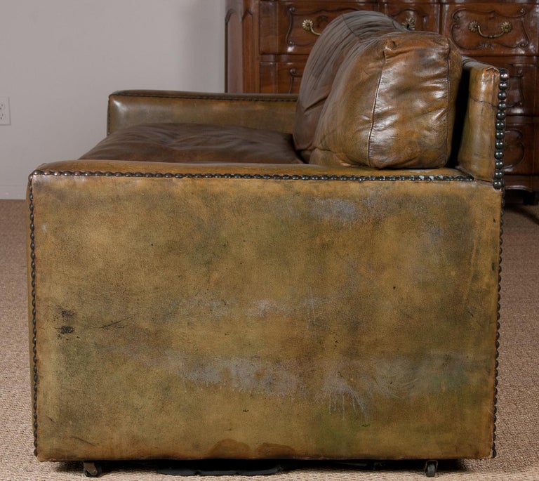 English Library Leather Sofa at 1stDibs