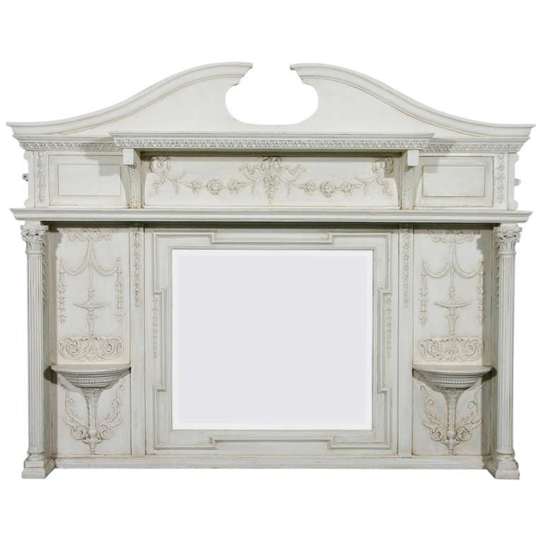 English Edwardian Period Neoclassical Style Painted over Mantel Mirror ...