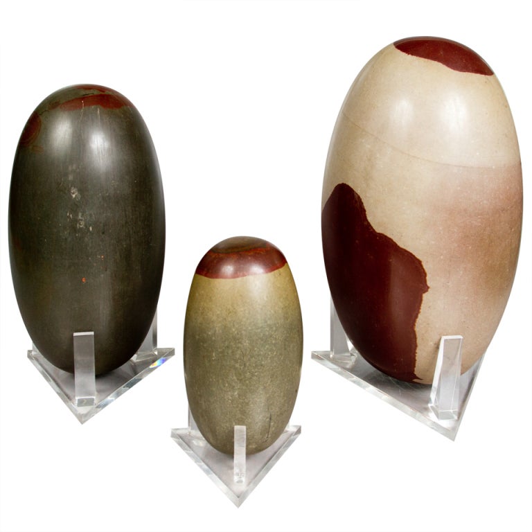 Set of Three Shiva Lingam Stones at 1stDibs | lingam cool bar