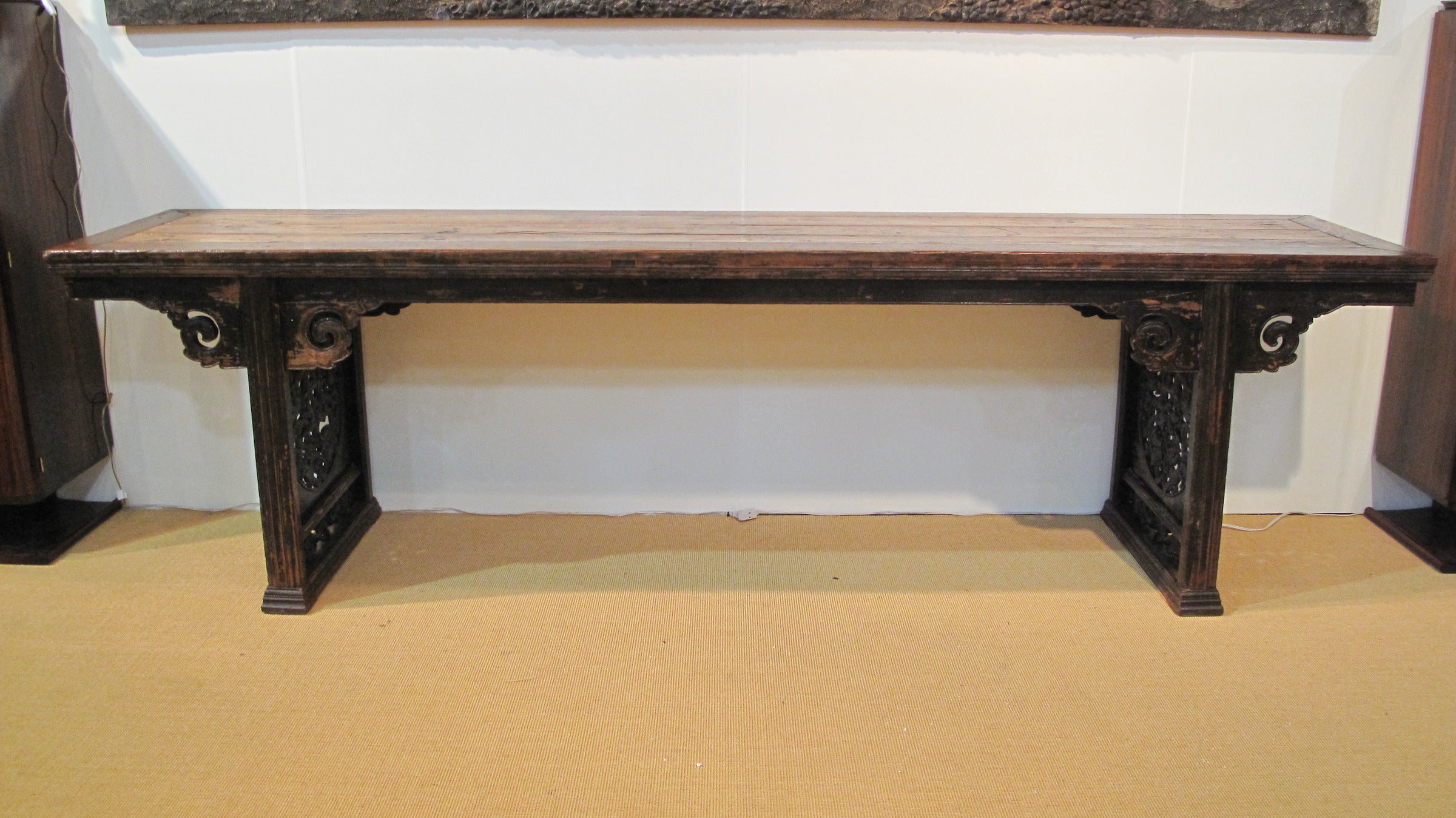 19th Century Chinese Cypress Wood Altar Table with Two Drawers at 1stDibs