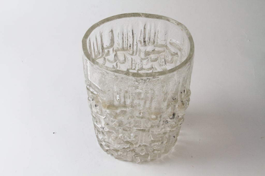 Large Textured Clear Glass Vase at 1stDibs
