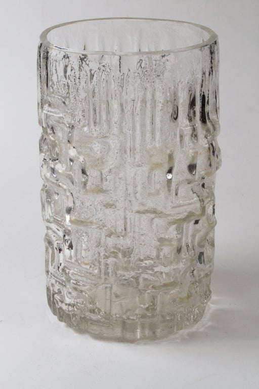 Large Textured Clear Glass Vase at 1stDibs