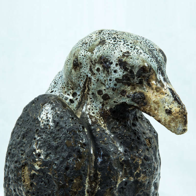 Arthur Craco Stoneware of a Vulture Belgium, circa 1900 at 1stDibs