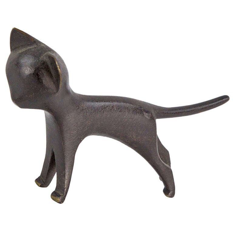Wiener Werkstätte Hagenauer Art Deco Vienna Bronze Cat Sculpture at ...