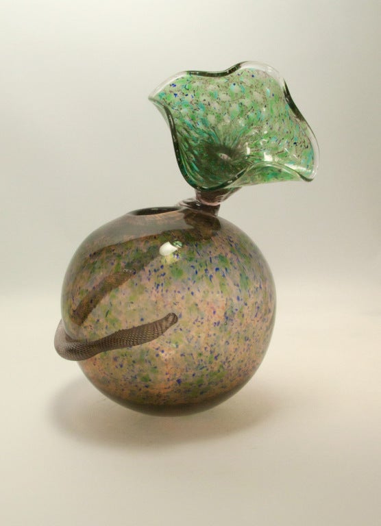 Rare Signed Richard Price Art Glass Hand Blown Vase For Sale at 1stDibs