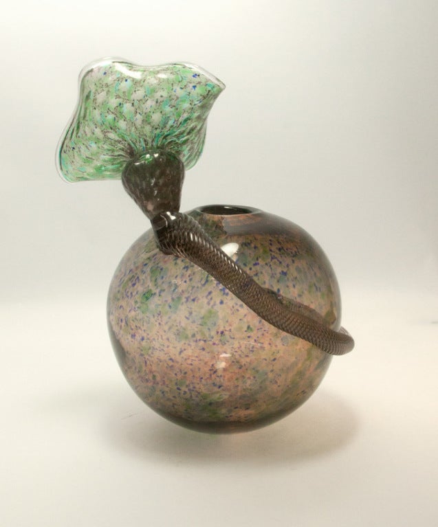 Rare Signed Richard Price Art Glass Hand Blown Vase For Sale at 1stDibs