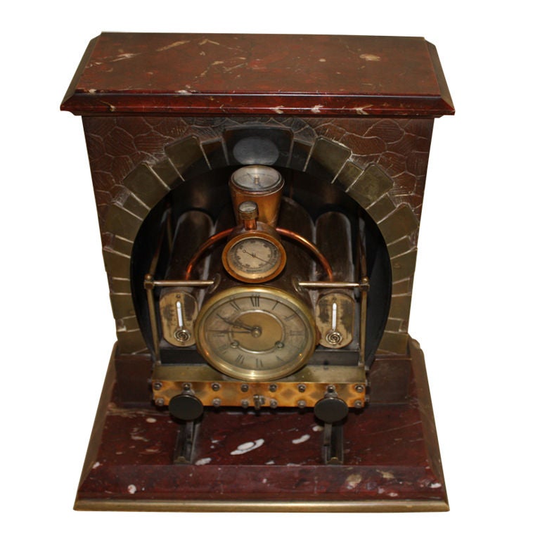 French Marble and Bronze Compendium Clock as Locomotive at 1stDibs