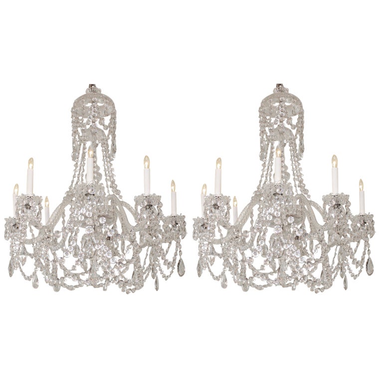 Pair of Victorian Crystal Chandeliers at 1stDibs