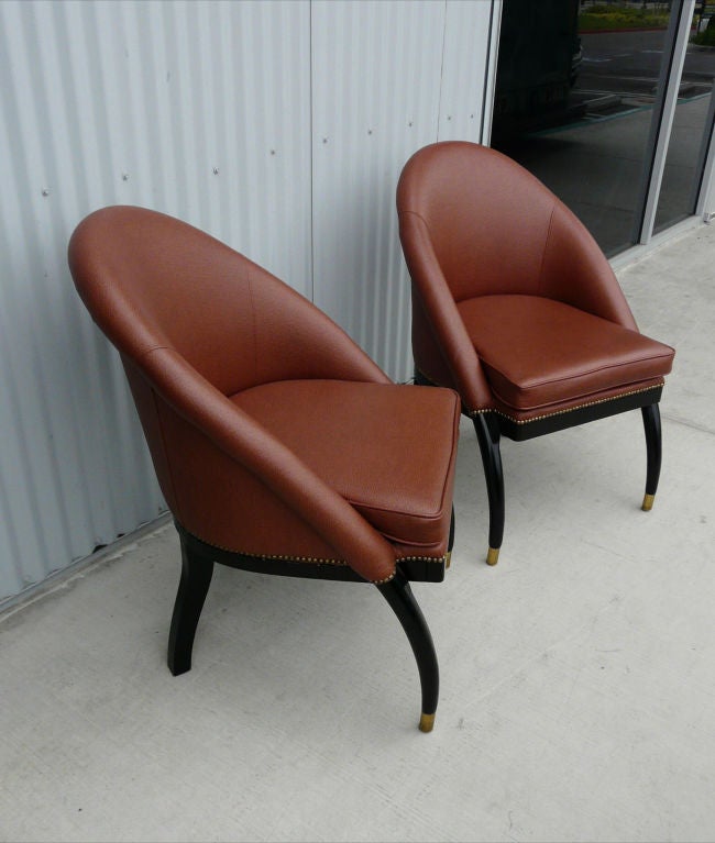 Pair Ruhlmann Deco Spoonback Chairs For Sale at 1stDibs