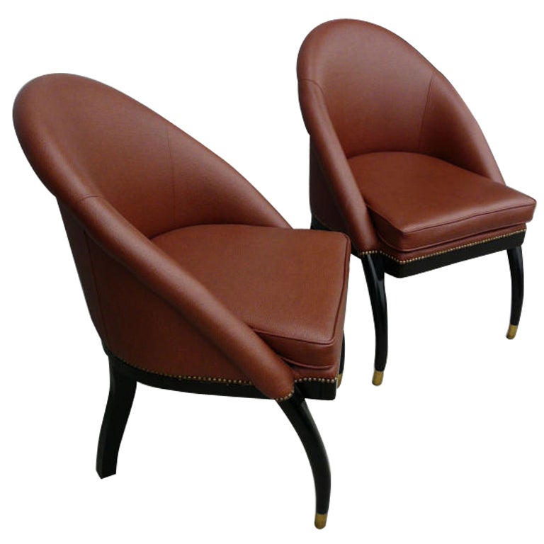 Pair Ruhlmann Deco Spoonback Chairs For Sale at 1stDibs