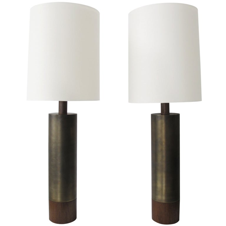 Pair of Vintage Cylinder-Form Table Lamps at 1stDibs