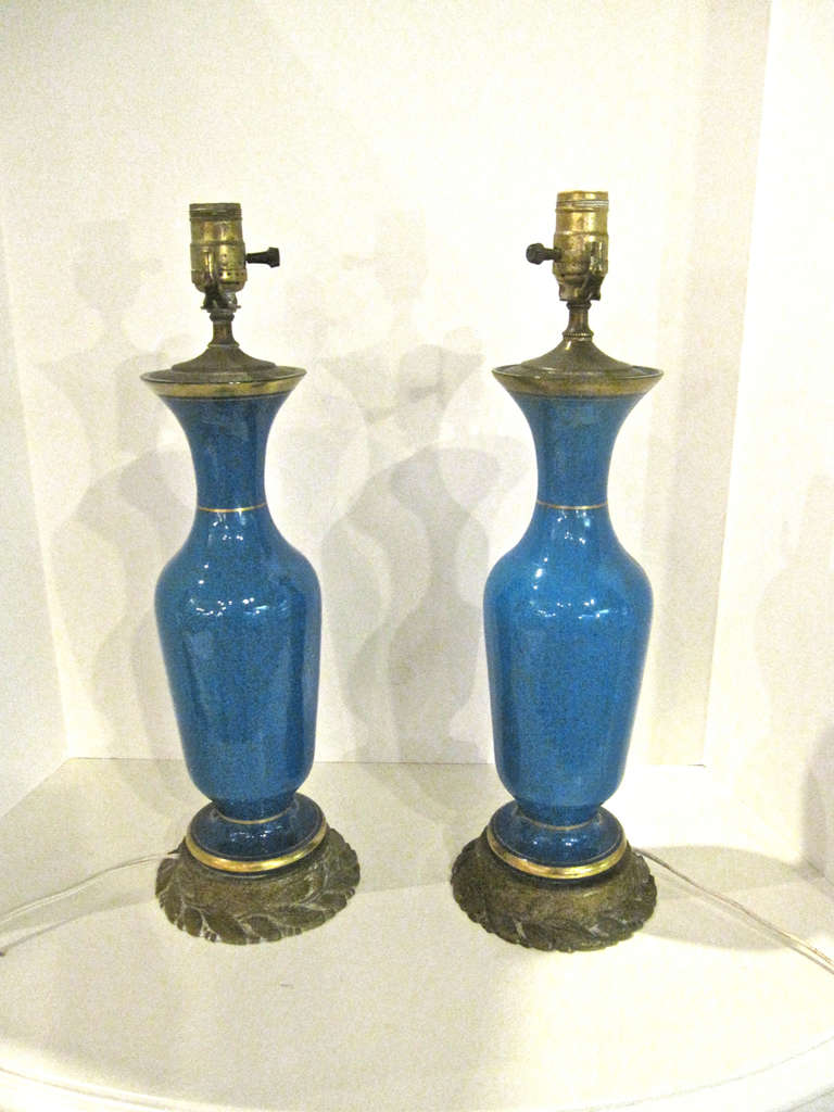 Pair of French Opaline Lamps at 1stDibs