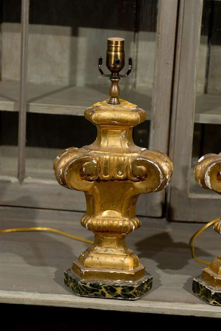 Pair of 19th Century European Antique Gilded Wood Table Lamps For Sale ...