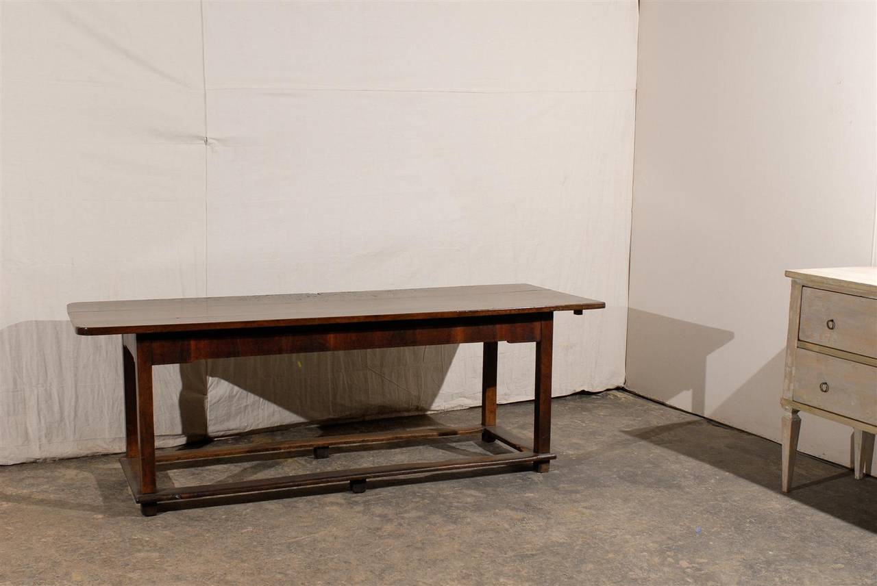 19th Century Italian Library Table of Walnut Wood with Straight Legs ...