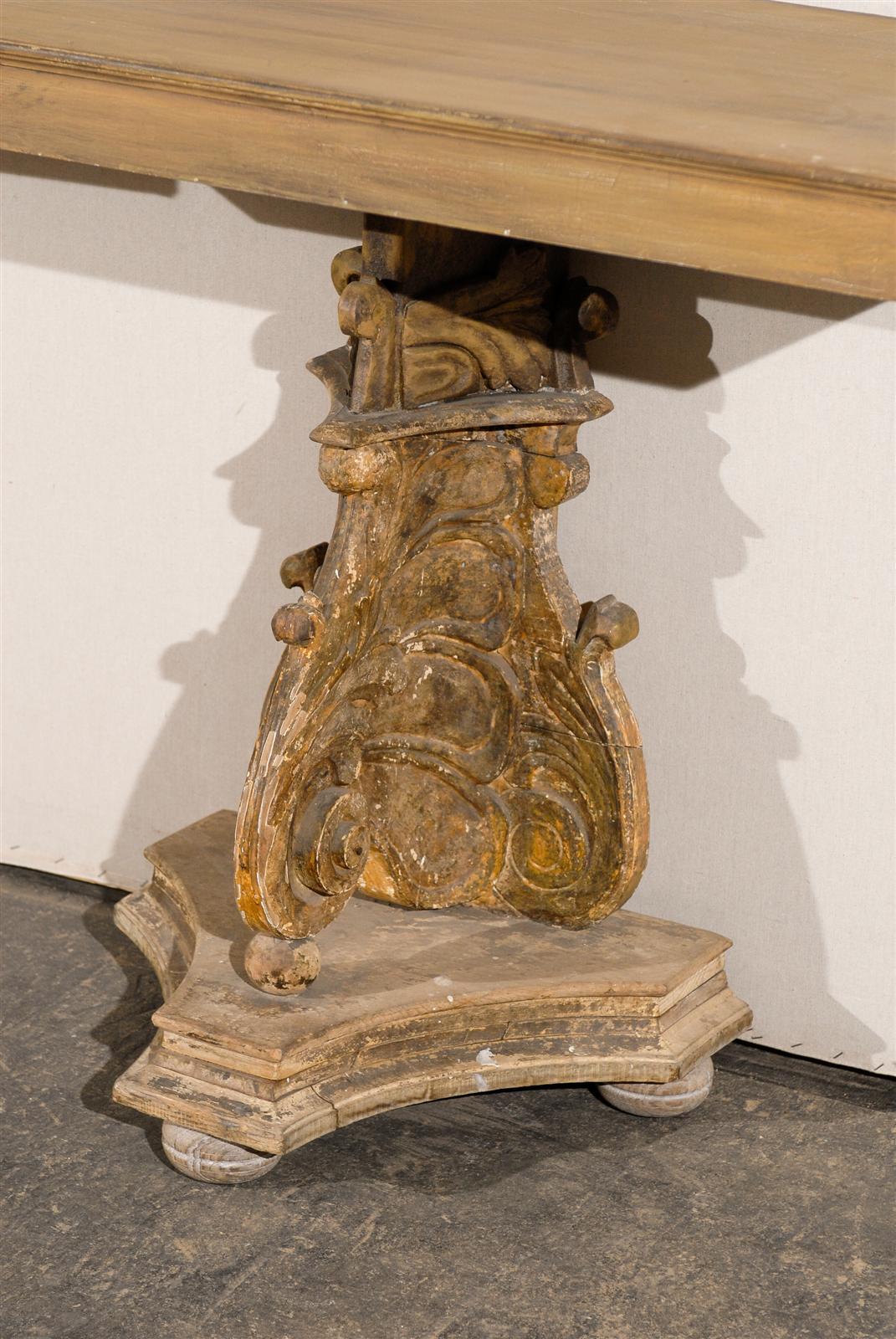 19th Century Italian Richly Carved Wood Console Table For Sale at 1stDibs