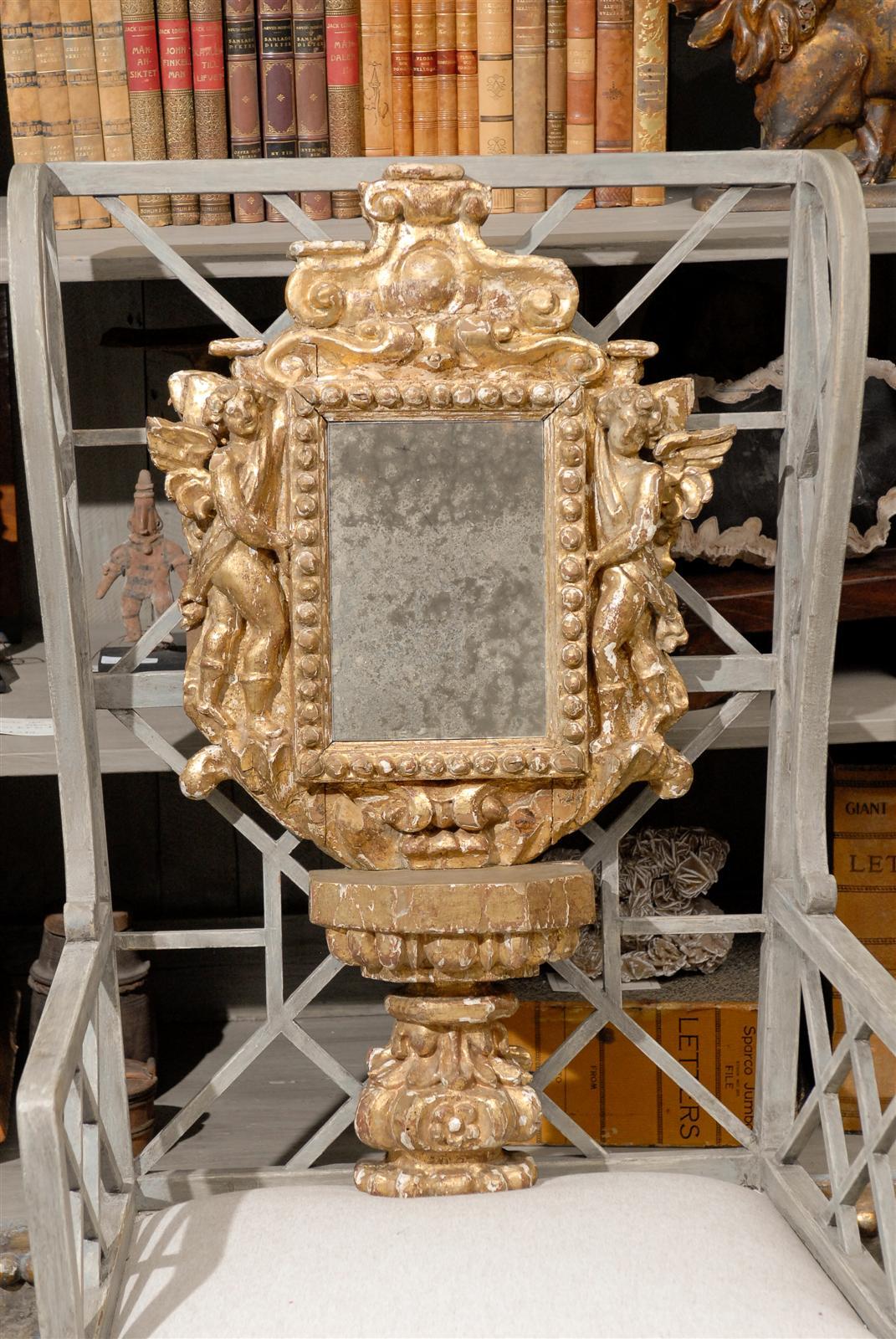 Small Size Italian Gilded Mirror on its Pedestal at 1stDibs