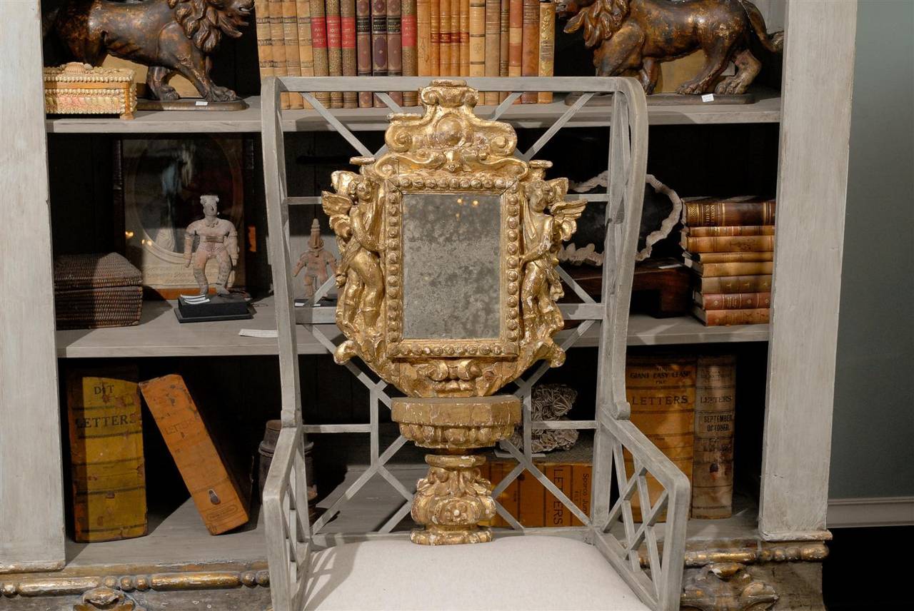 Small Size Italian Gilded Mirror on its Pedestal at 1stDibs