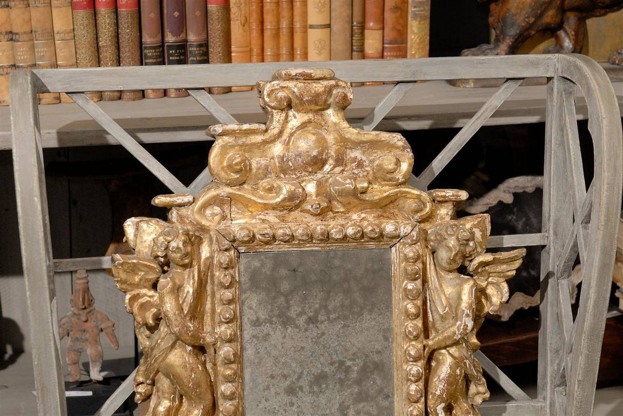 Small Size Italian Gilded Mirror on its Pedestal at 1stDibs