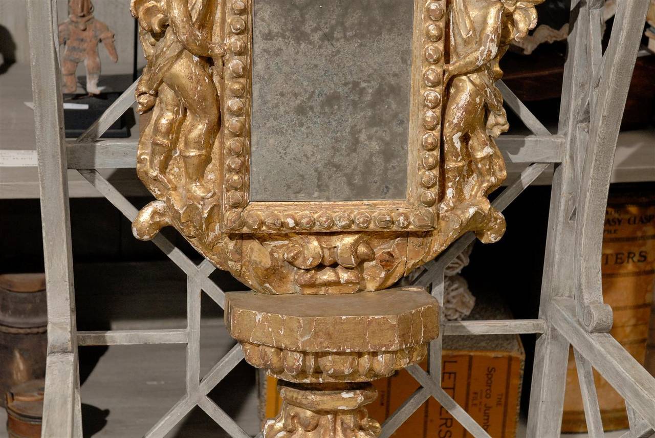 Small Size Italian Gilded Mirror on its Pedestal at 1stDibs