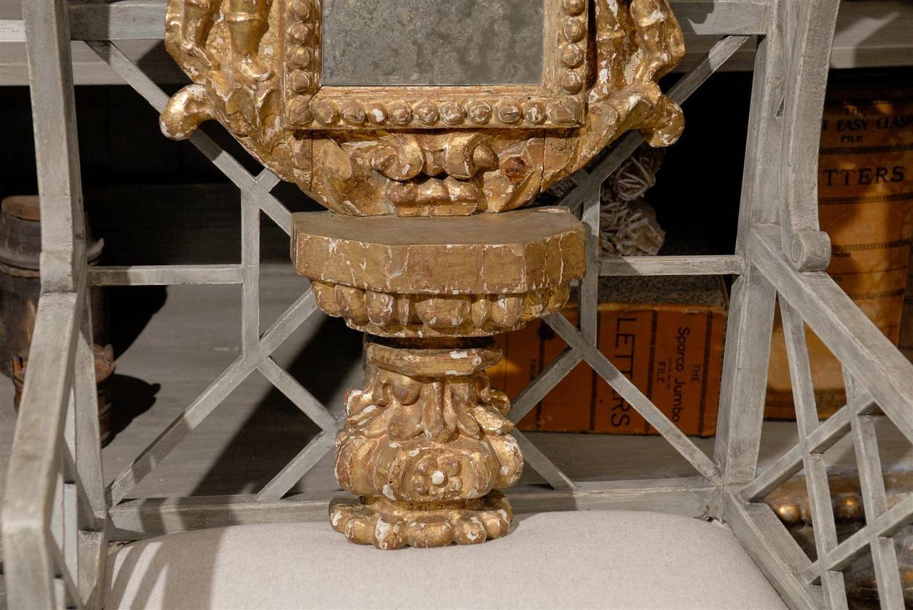 Small Size Italian Gilded Mirror on its Pedestal at 1stDibs