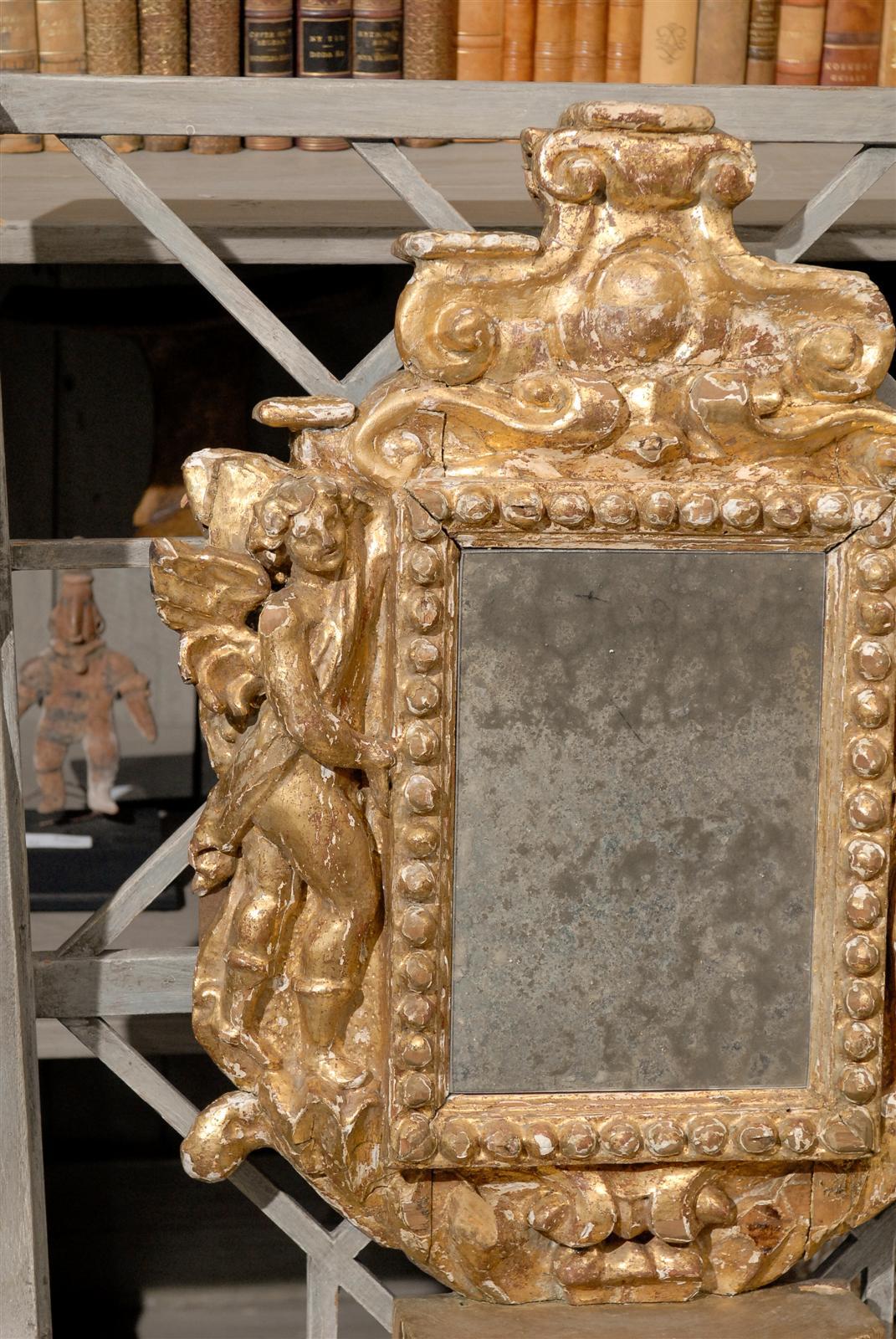 Small Size Italian Gilded Mirror on its Pedestal at 1stDibs