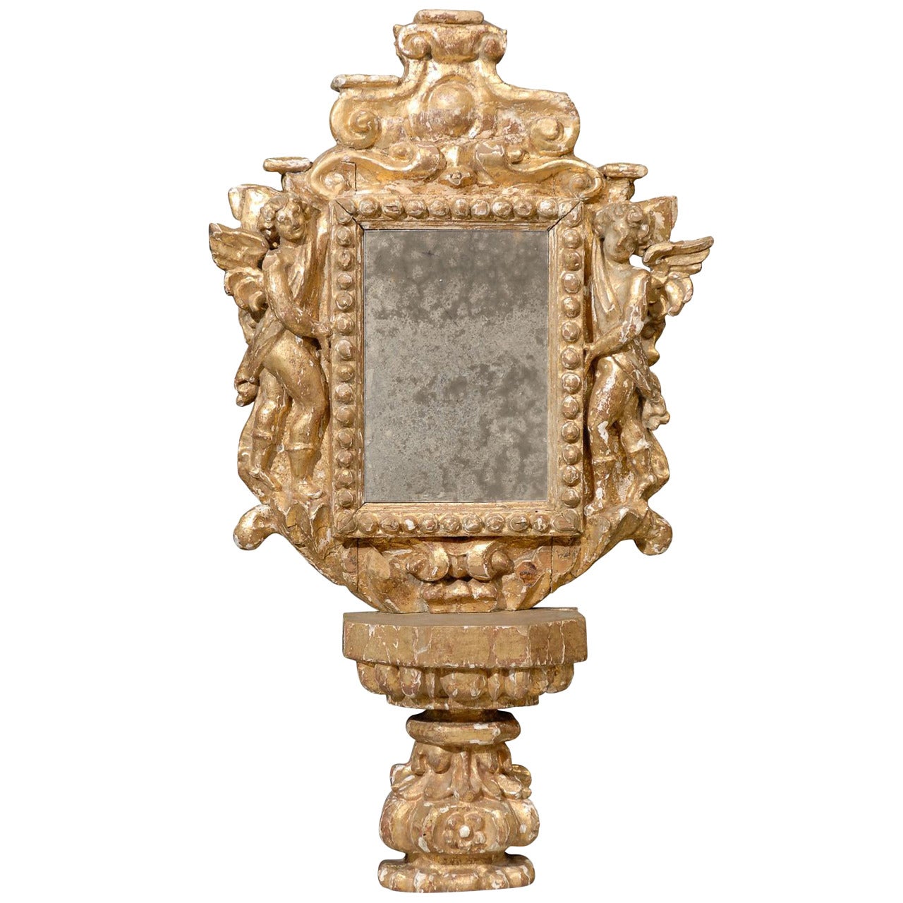 Small Size Italian Gilded Mirror on its Pedestal at 1stDibs