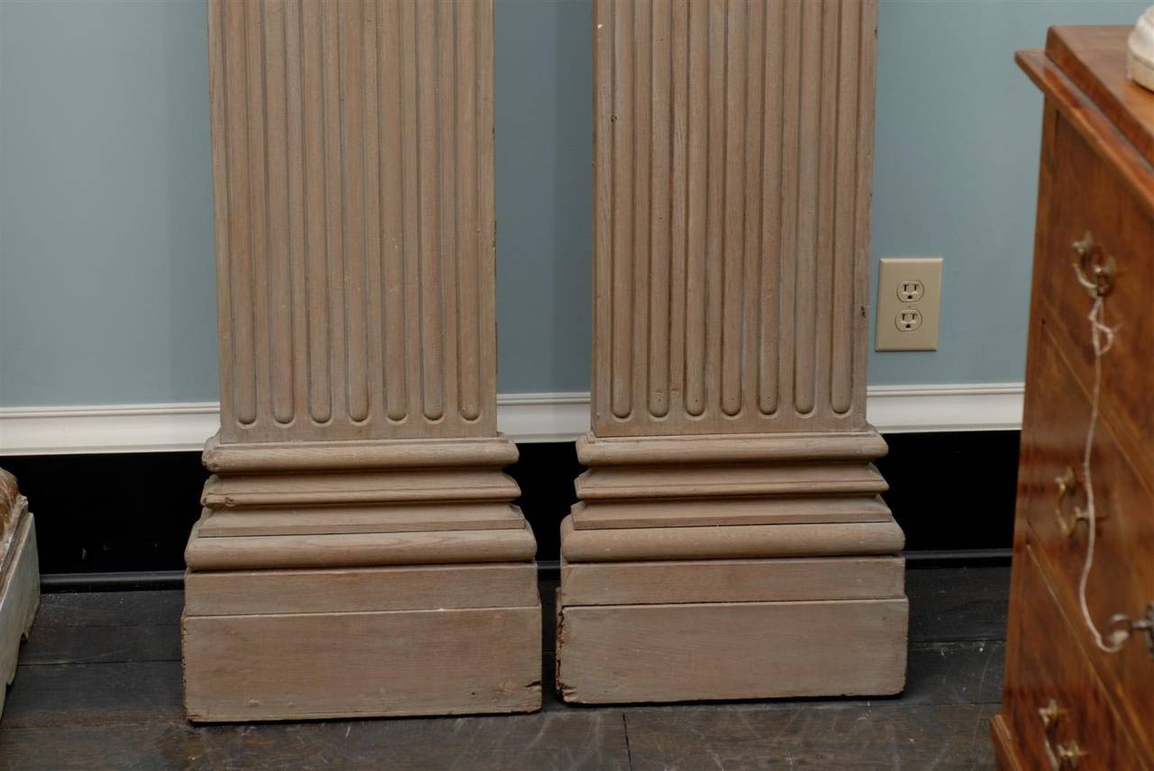 Pair of 19th Century Italian Painted and Gilded Pilasters with Gilded ...