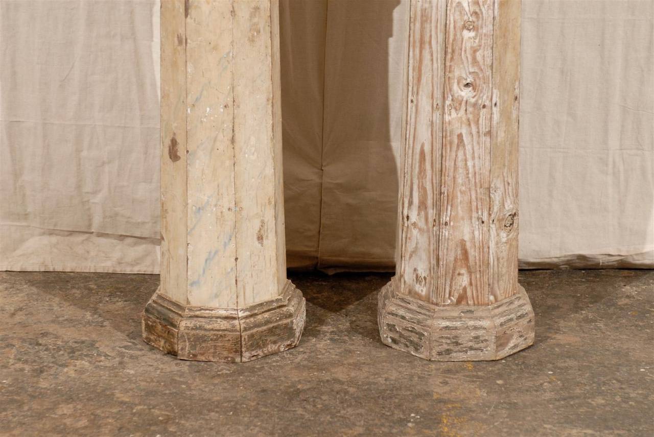 A Pair of 19th Century European Slender Wooden Columns with Delicate ...