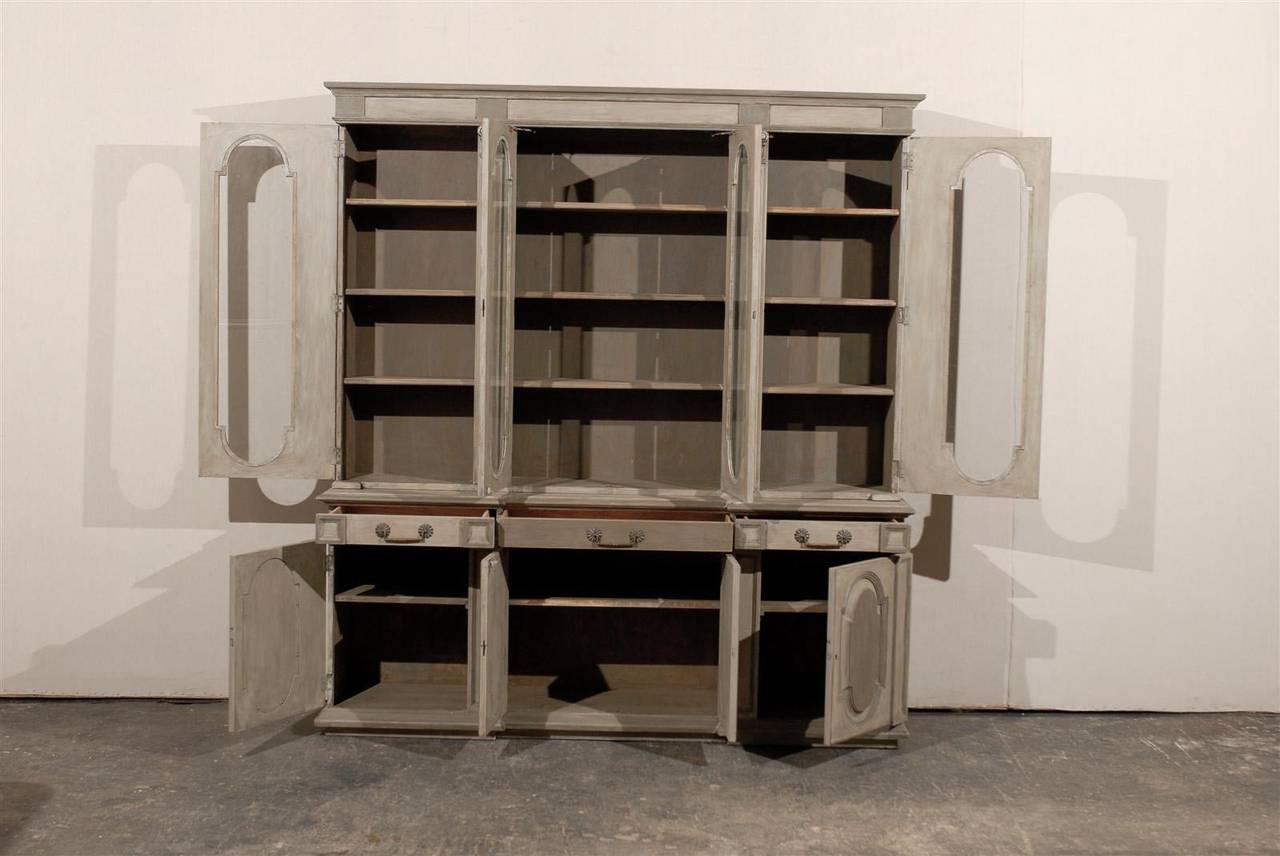 French Early 20th Century Painted Wood Breakfront Cabinet at 1stDibs