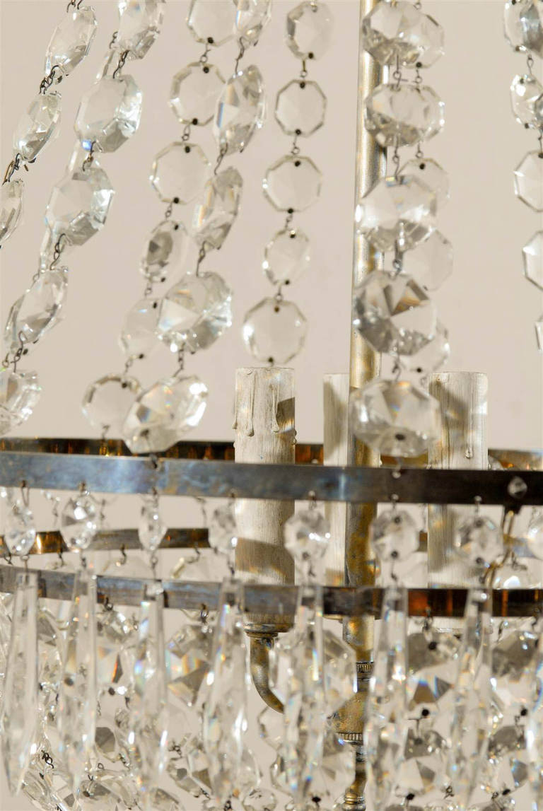 Swedish Crystal Three-Light Basket Shaped Empire Style Chandelier at ...