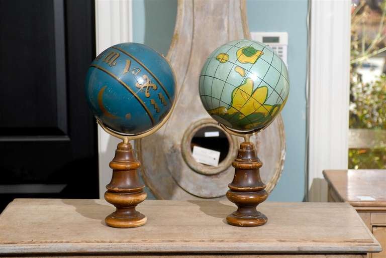 Pair of American Small Size Decorative Globes at 1stDibs