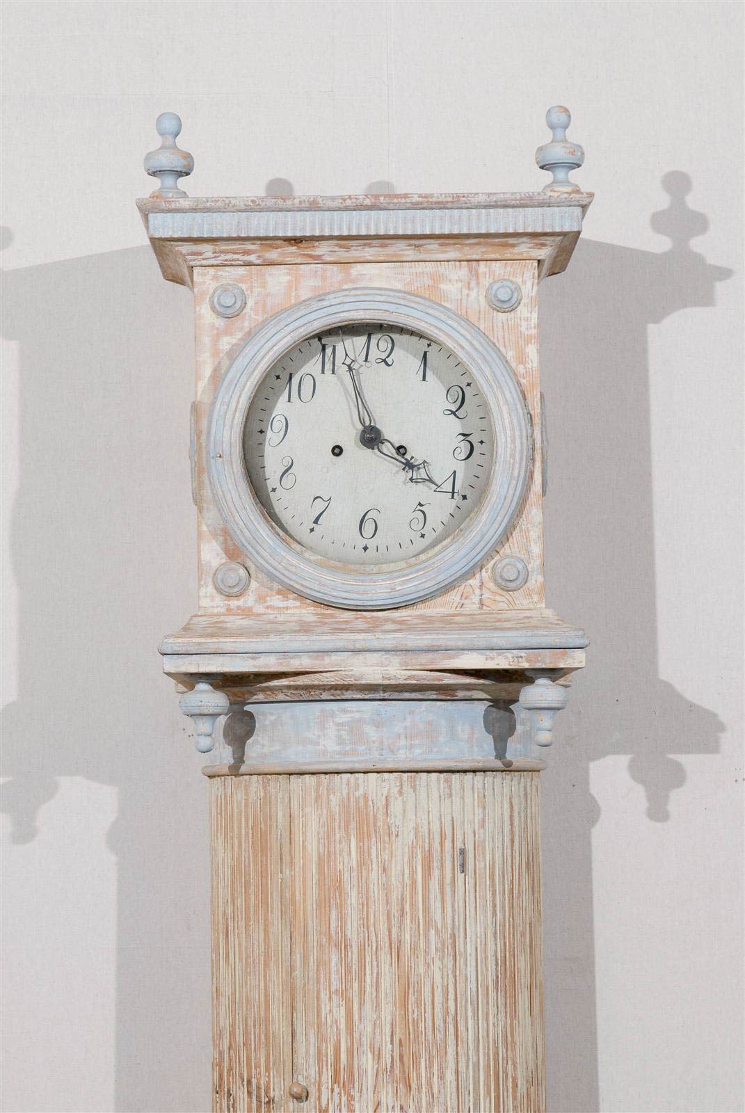 19th Century Swedish Clock with Greek Key Motif and Painted Swag at 1stDibs
