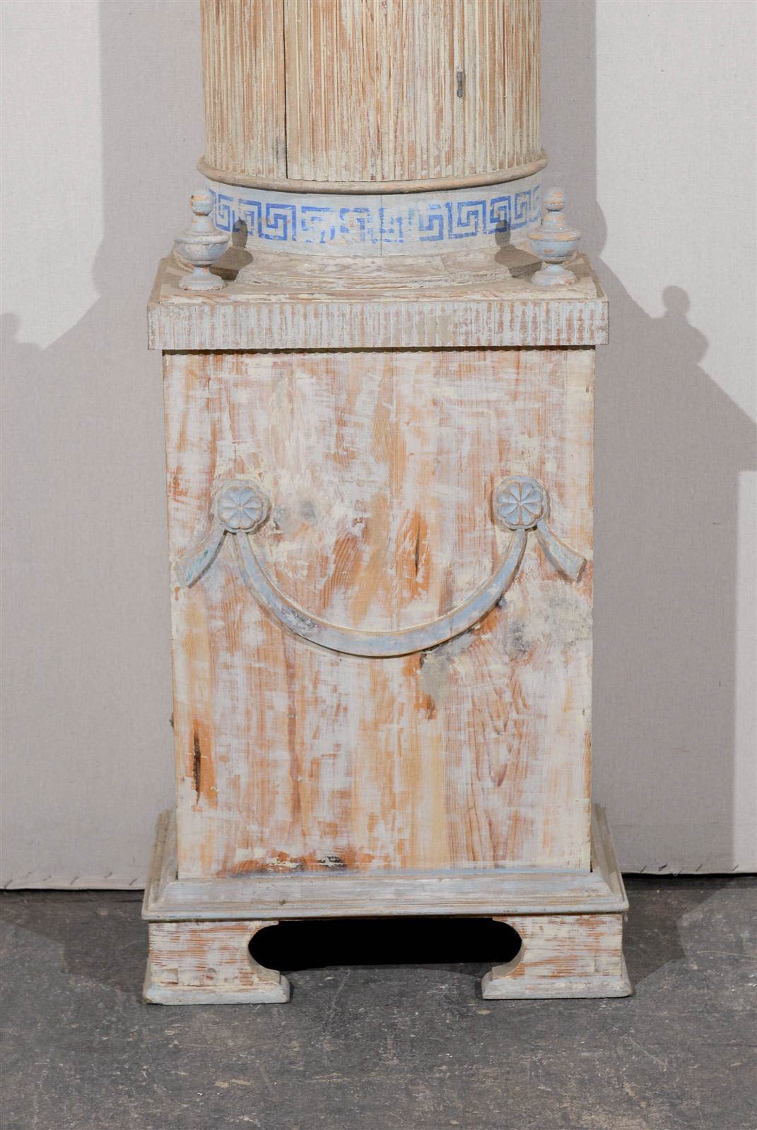 19th Century Swedish Clock with Greek Key Motif and Painted Swag at 1stDibs