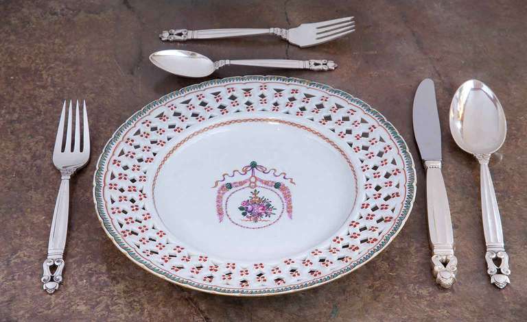 Acorn Pattern Sterling Flatware Set by Georg Jensen For Sale at 1stDibs