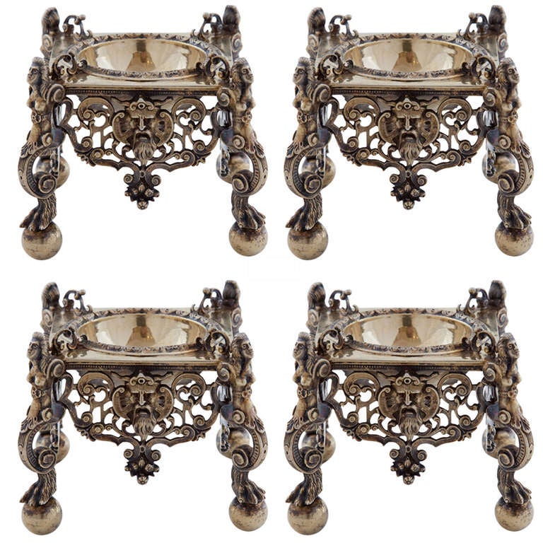 Set of Four Austrian Sterling Vermeil Open Salts from Herman Boehm at ...