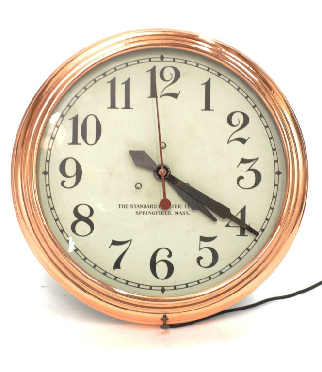 Copper Wall Clock by Standard Electric Time Company at 1stDibs