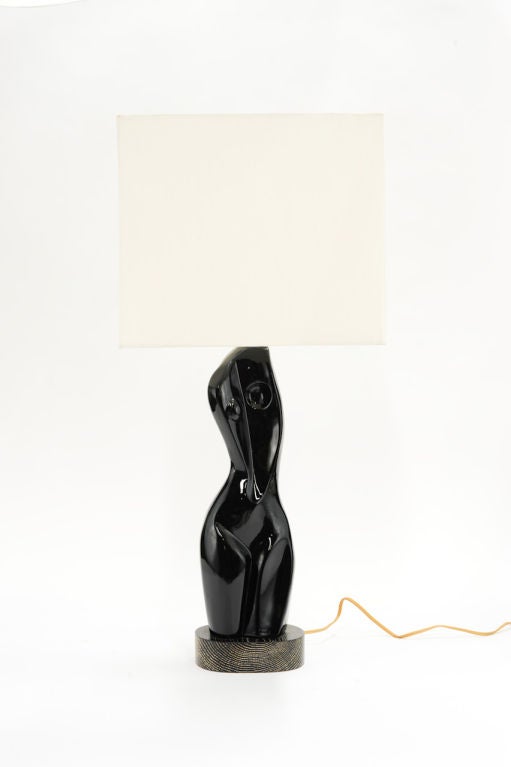 Luscious Black Procelain Female Torso Lamp at 1stDibs