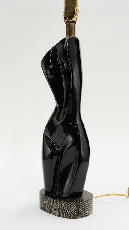 Luscious Black Procelain Female Torso Lamp at 1stDibs