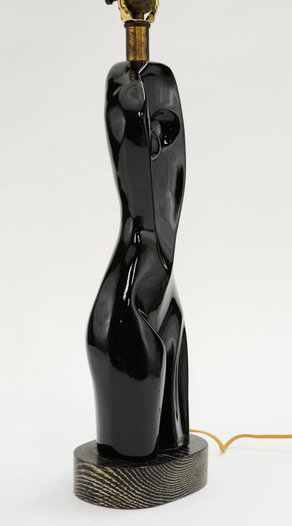 Luscious Black Procelain Female Torso Lamp at 1stDibs