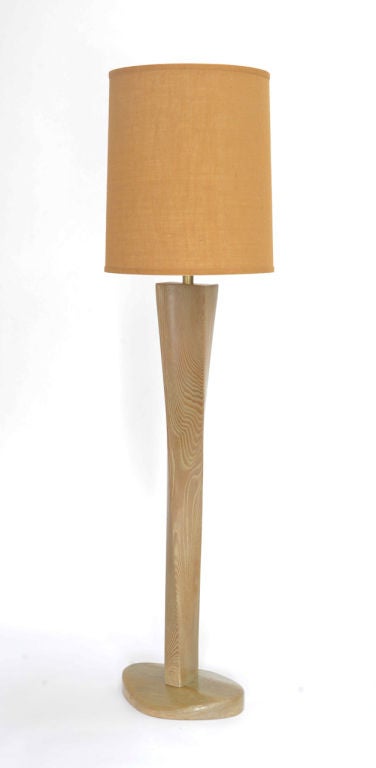 Sculptural Oak Floor Lamp with Cerused Finish at 1stDibs