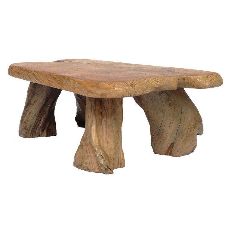 Rustic Burl Root Table with Slab Top at 1stDibs