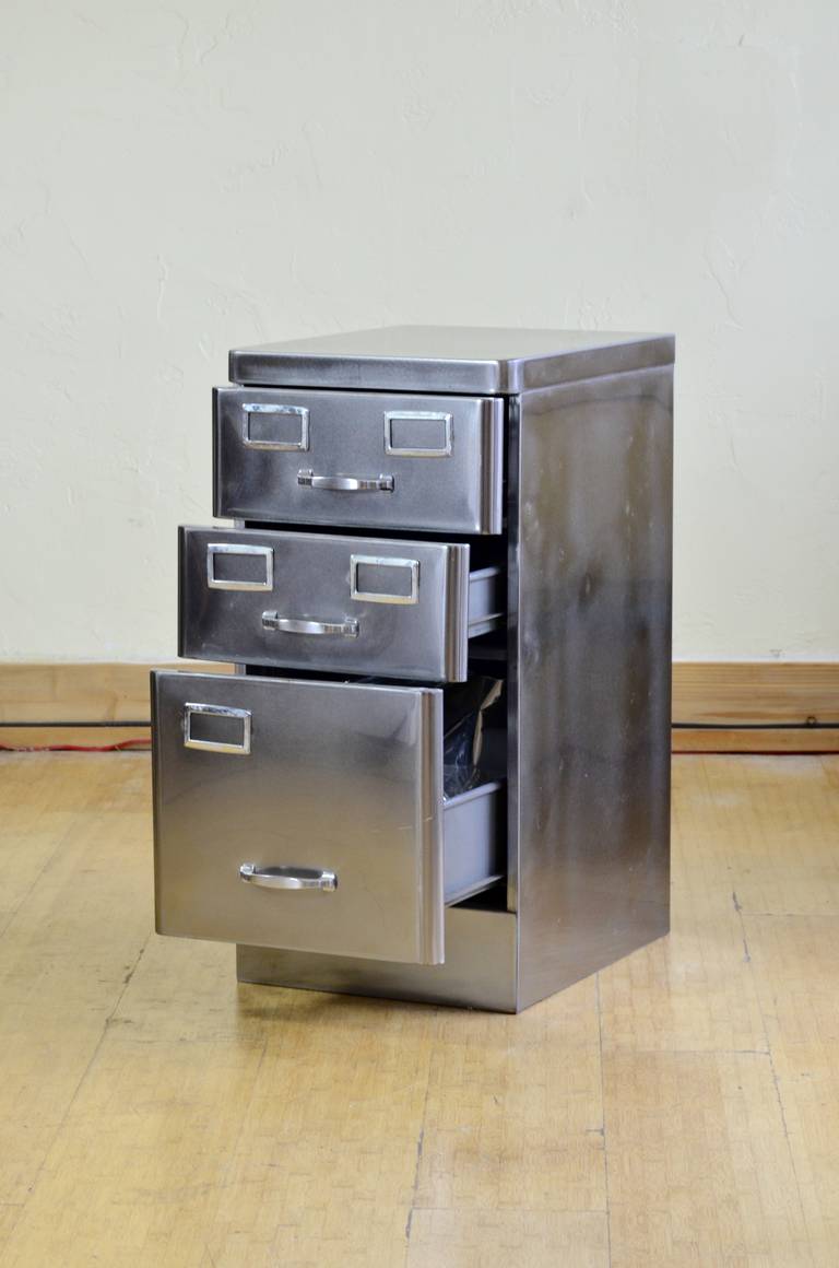 Polished Steel Combo File Cabinet For Sale at 1stDibs