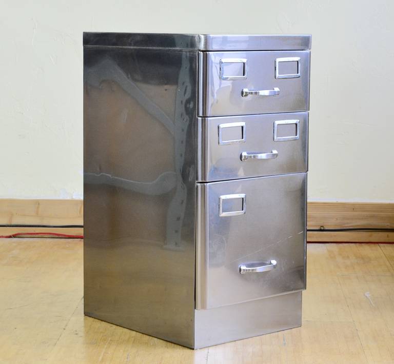 Polished Steel Combo File Cabinet For Sale at 1stDibs
