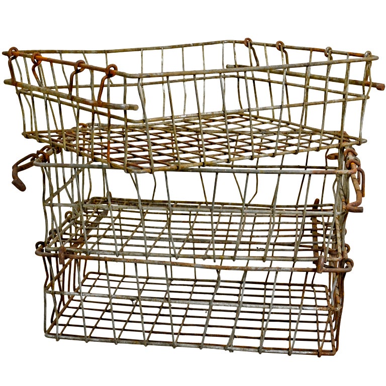 Rustic Industrial Metal Baskets at 1stDibs