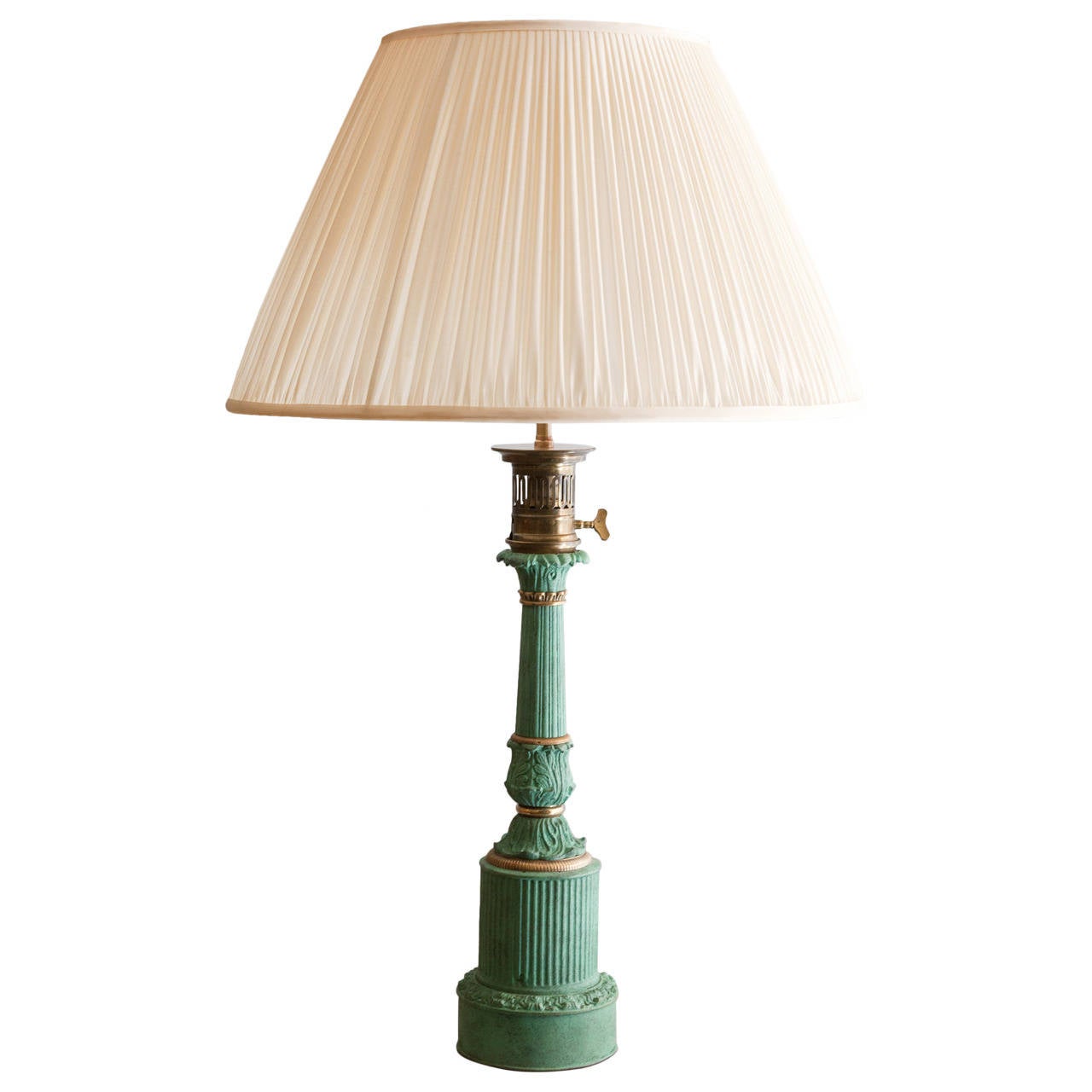 Restauration Verdigris Brass and Bronze Table Lamp For Sale at 1stDibs